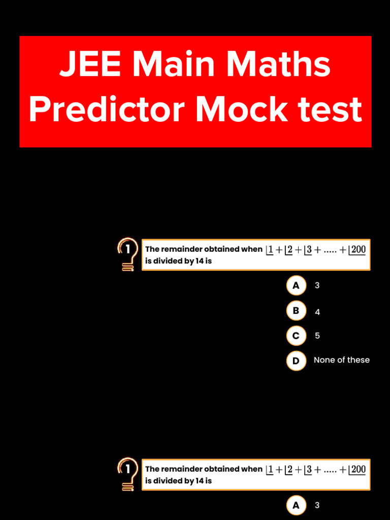 JEE Main Maths Predictor Mock Test | PDF | Equations | Elementary ...