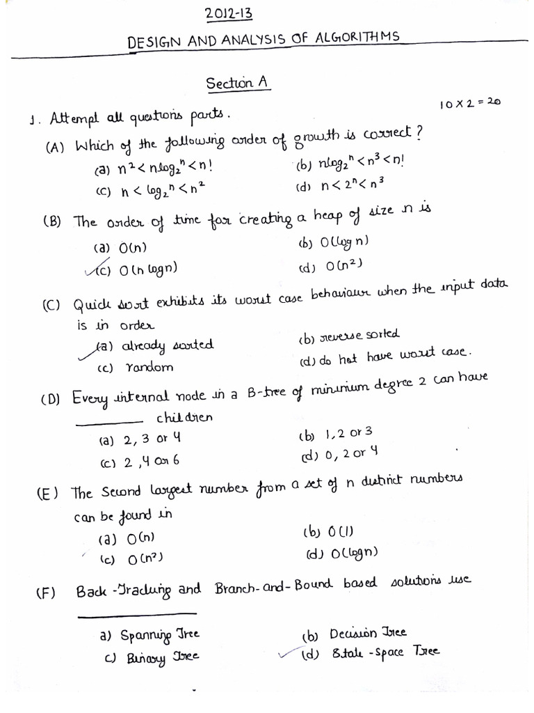 DAA Solution All Years Previous Year Paper | PDF | Dynamic Programming | Time Complexity