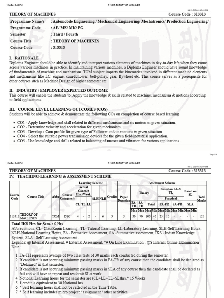 313313-Theory of Machines | PDF | Belt (Mechanical) | Machines