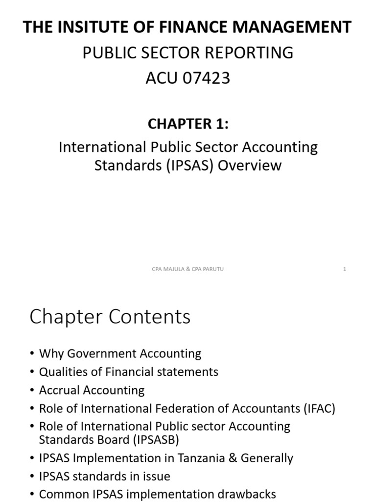 Introduction Role of IPSASB, Regulatory Framework in Tanzania ...