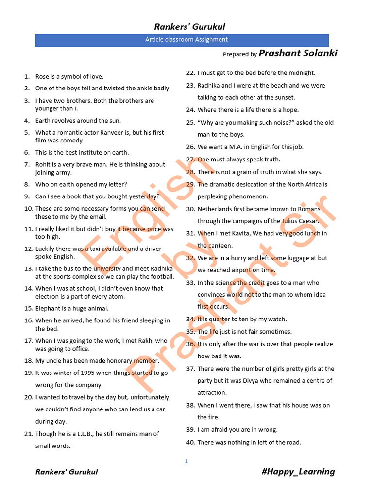 English Classroom Assignment Examples | PDF