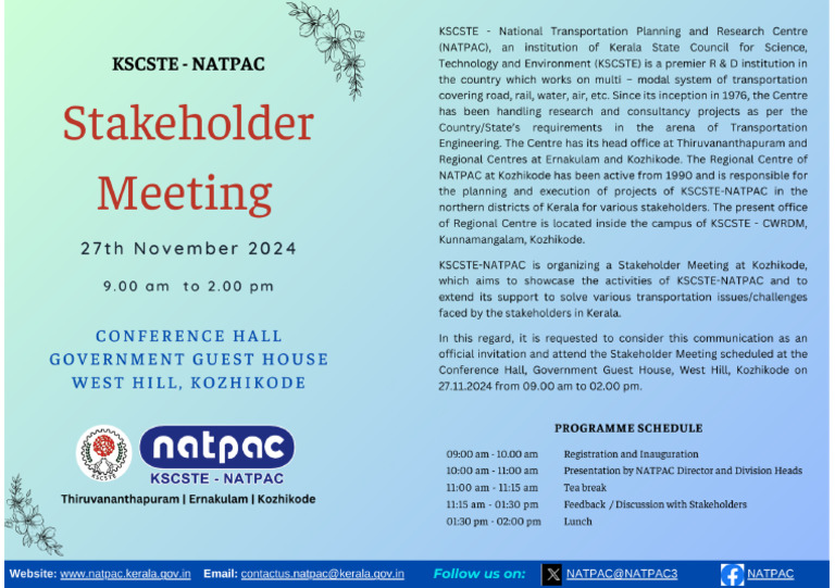 NATPAC Stakeholders meeting Kozhikode_Flyer | PDF