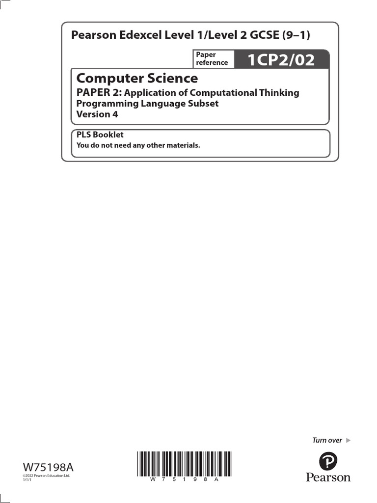 W75198 GCSE Computer Science Candidate o level a level useful Booklet ... W75198 GCSE Computer Science Candidate o level a level useful Booklet ...