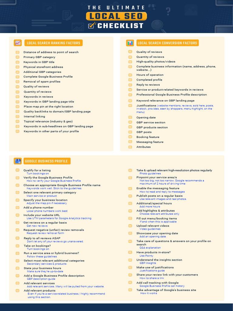 Local Seo Checklist Pdf Search Engine Optimization Websites