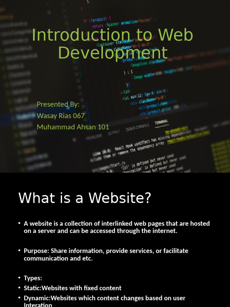 Web Development Overview Presentation | PDF | Websites | World Wide Web