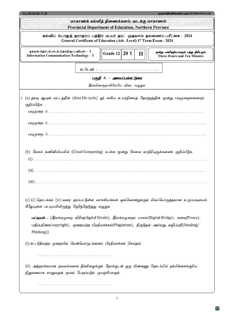 ICT Grade 12 Structure TM | PDF