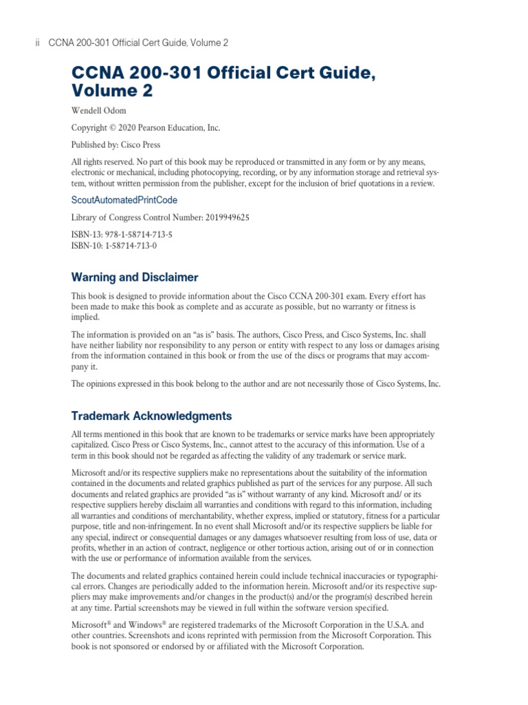 CCNA 200-301 Official Cert Guide, Volume 2-2 | PDF | Private Law