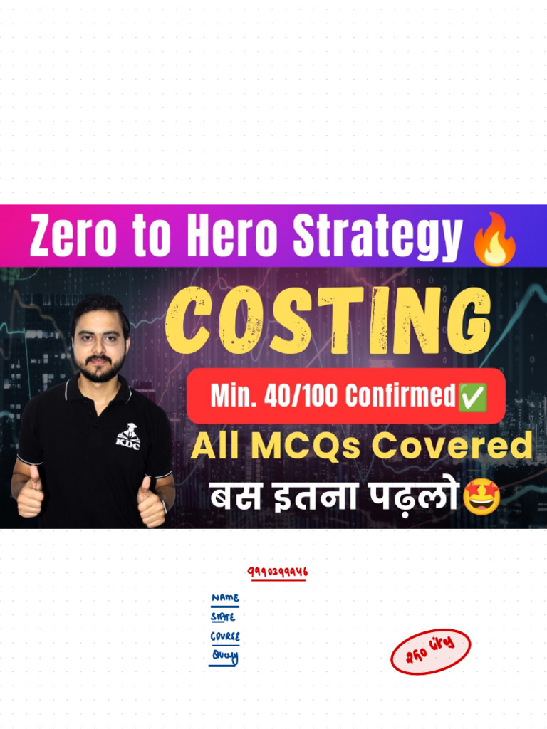 Zero to Hero - Costing | PDF | Cost | Cost Accounting
