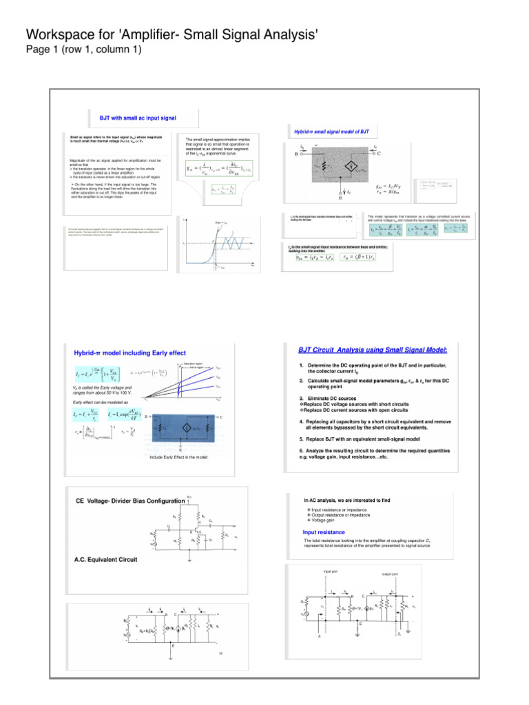 Amplifier- Small Signal Analysis | PDF
