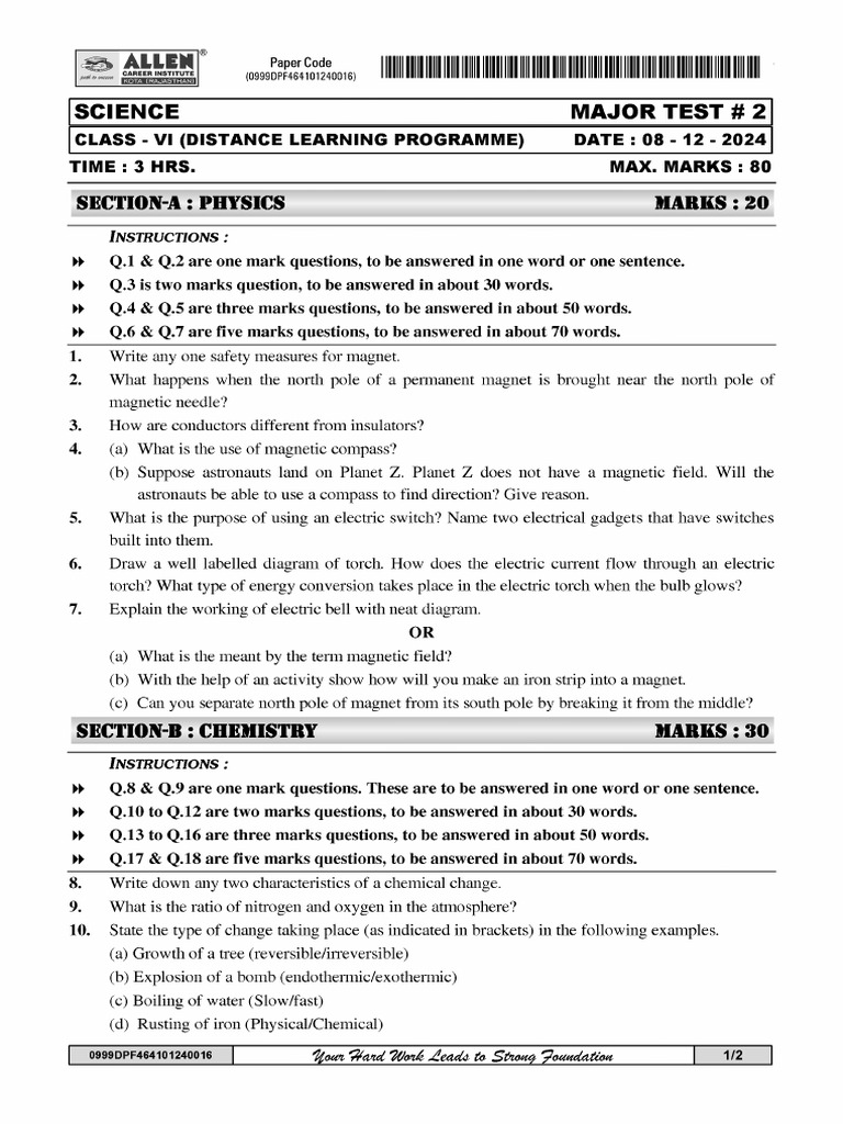 DLP Major Test 2 6th Paper 1733555635 | PDF