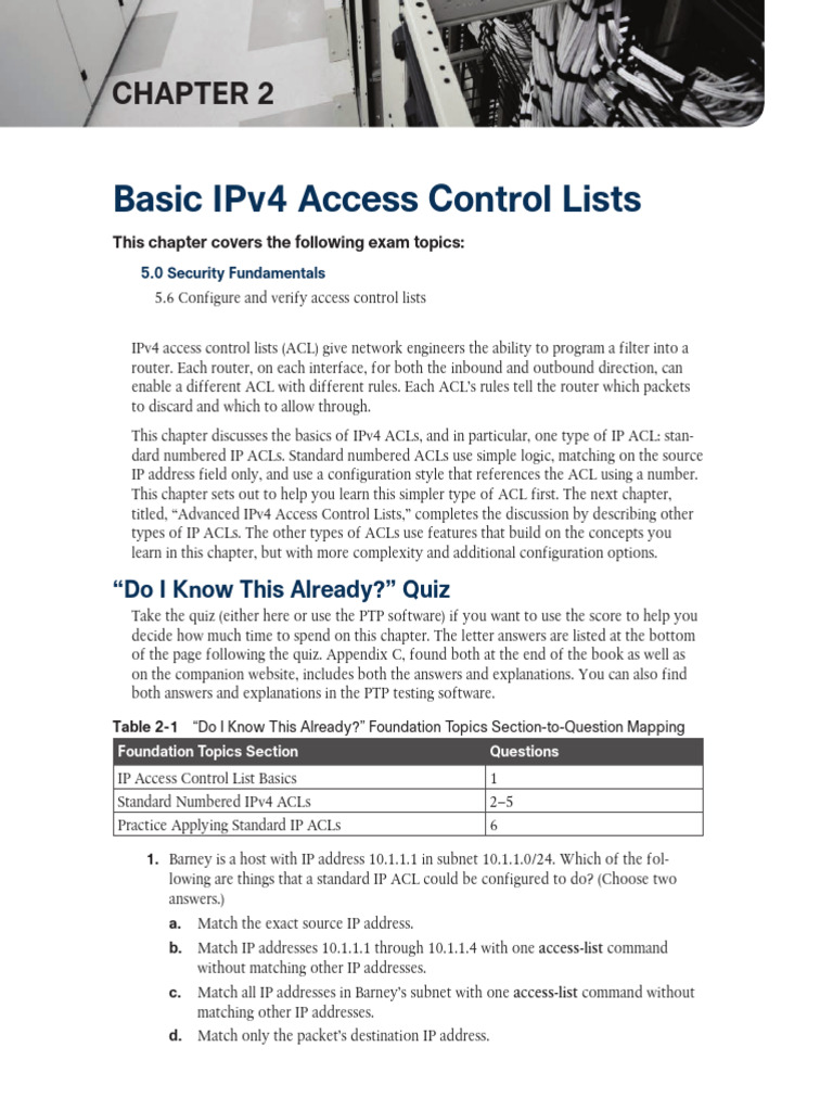 IPv4 ACLs for Network Engineers | PDF | Ip Address | Router (Computing)