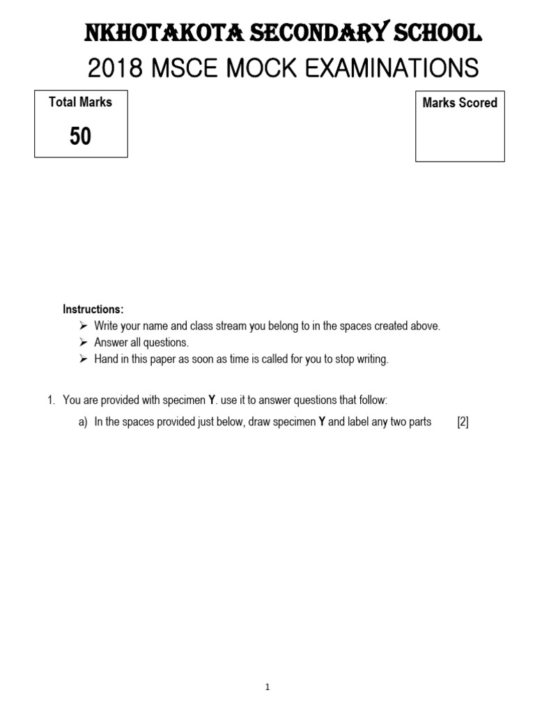 2018 Biology Practical Mock-1 | PDF