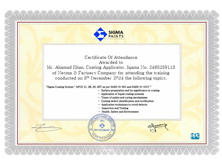 Nesma & Partners Training Certificate | PDF
