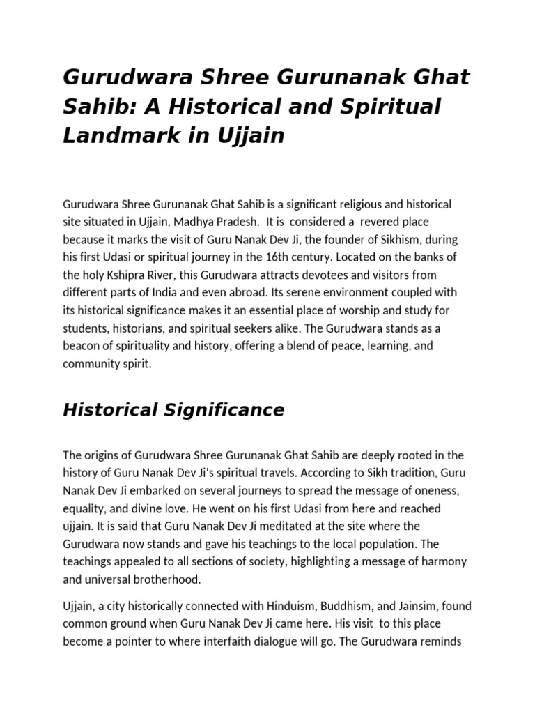 Gurudwara Shree Gurunanak Ghat Overview | PDF | Guru Nanak | Indian Religions