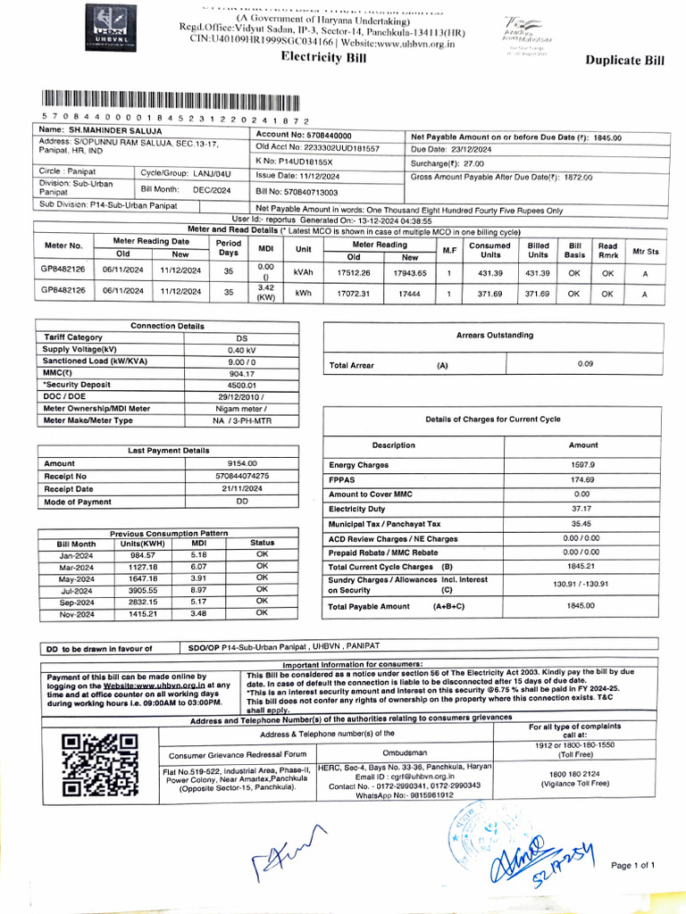 Landlord Electricity Bill | PDF | Physical Quantities | Electrical Engineering