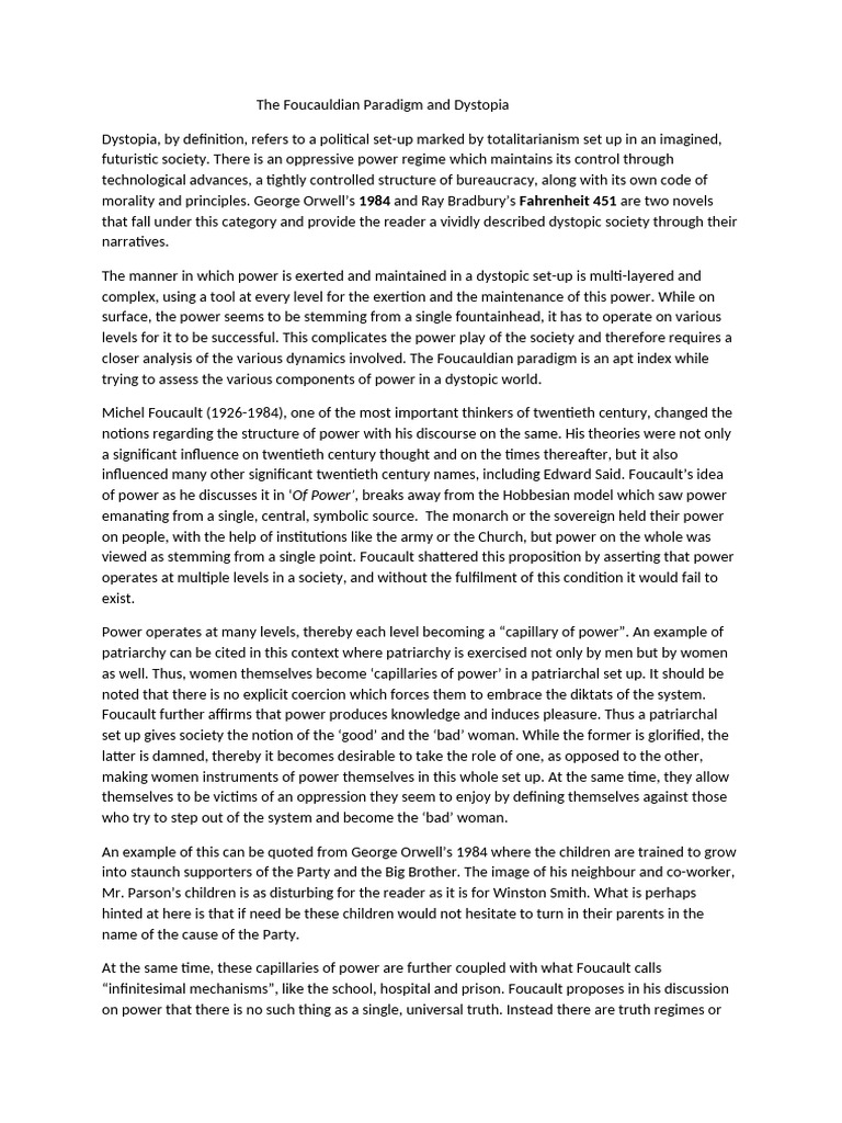 Foucauldian Analysis of Dystopian Power | PDF | Michel Foucault | Dystopia