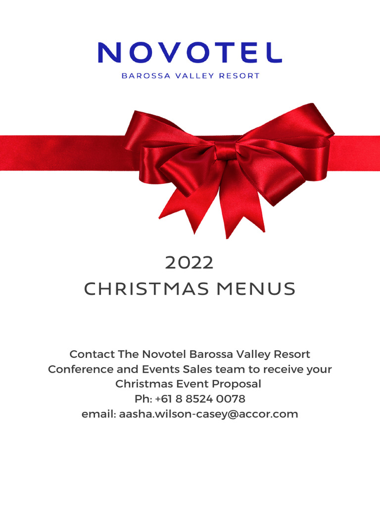 Christmas Event Menus at Novotel Barossa | PDF | Pickling | Salad