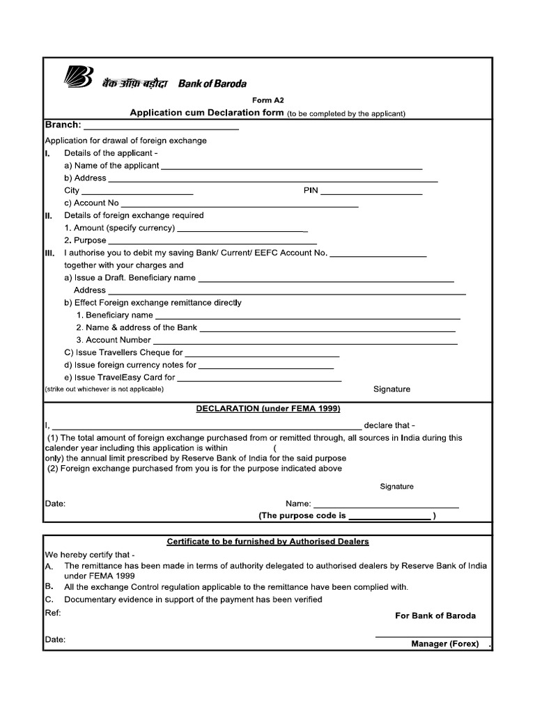 A2 Form For Currency | PDF