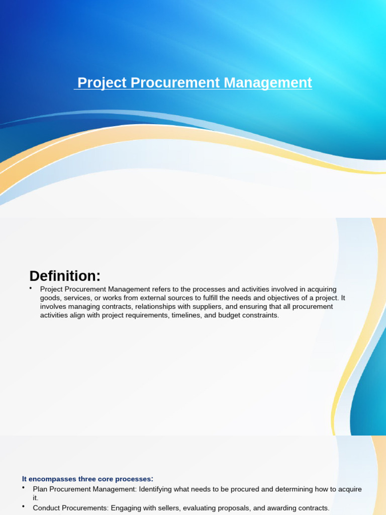 Project Procurement Management.4pptx | PDF | Procurement | Request For ...