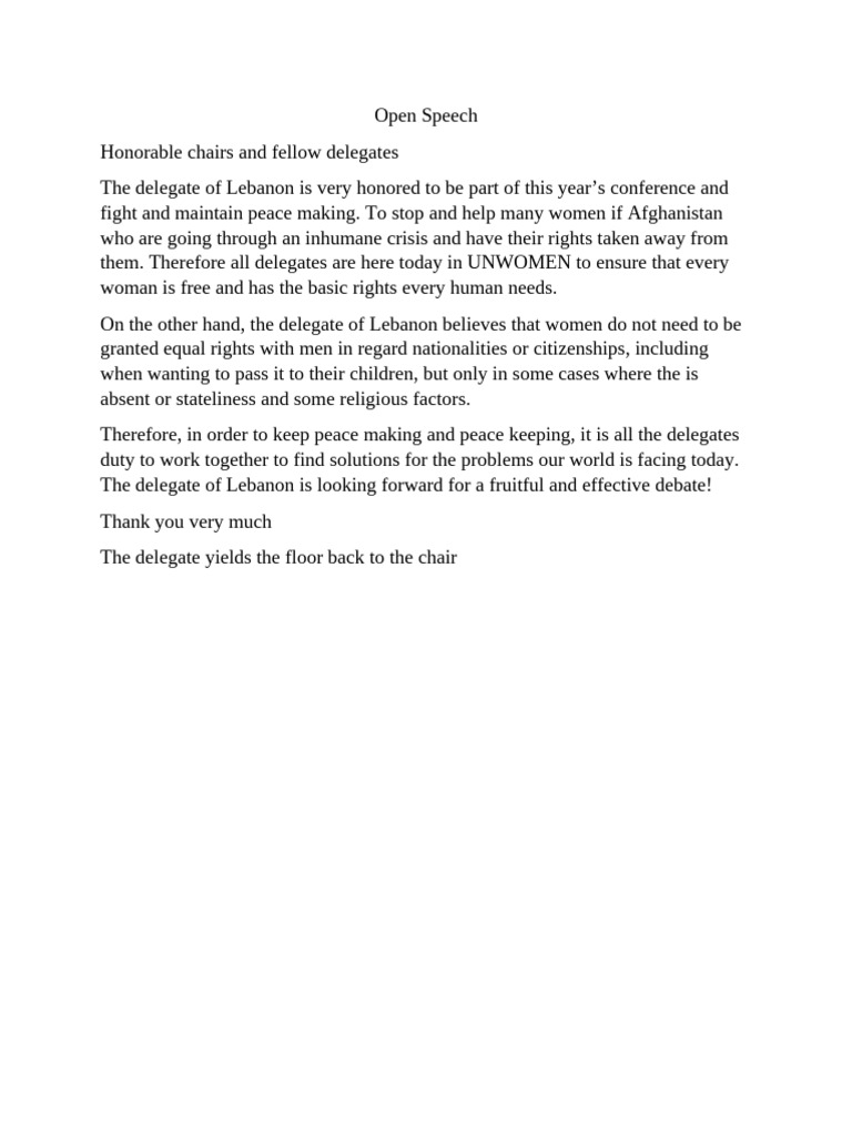 Opening Speech | PDF