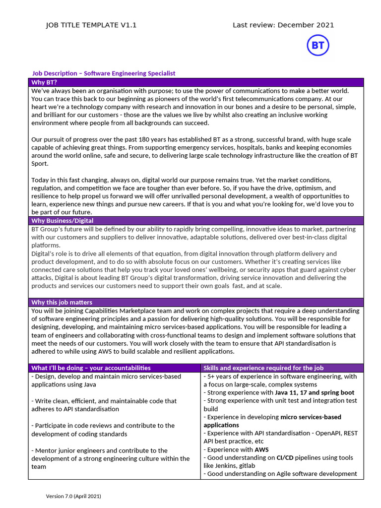BT- Business CDO - Software Engg Specialist | PDF | Standardization ...