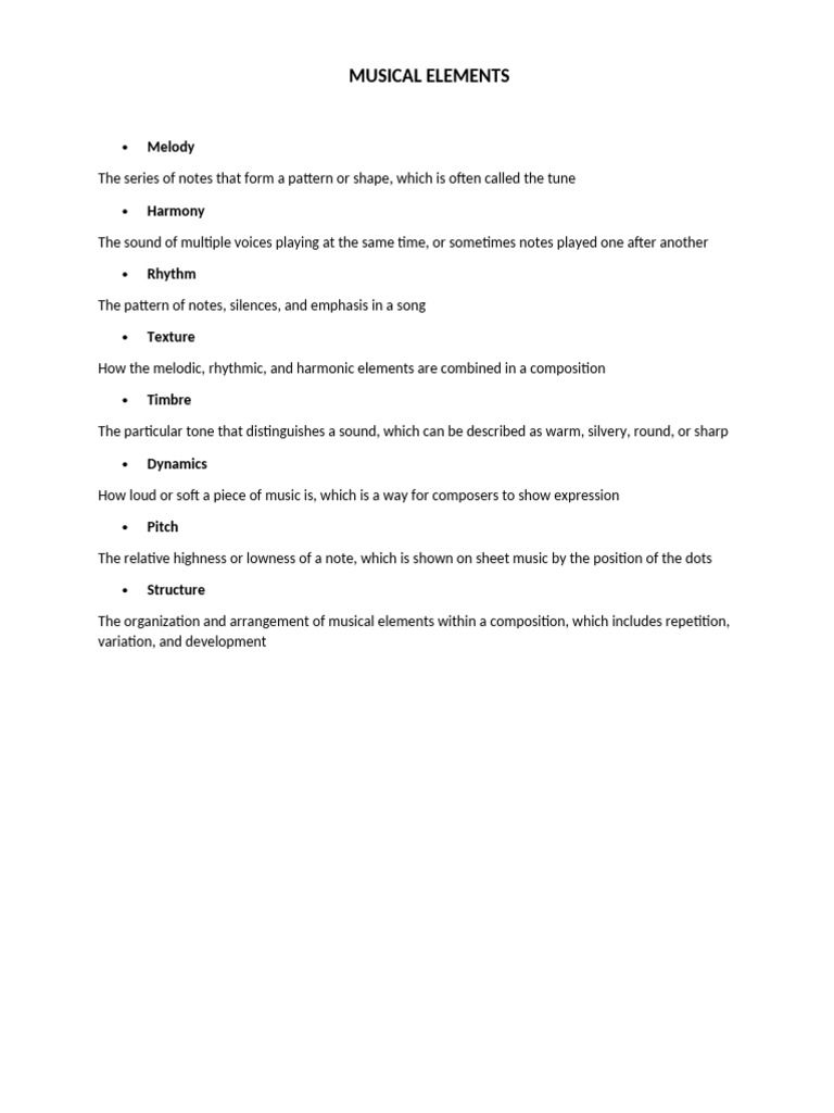 Key Musical Elements Explained | PDF