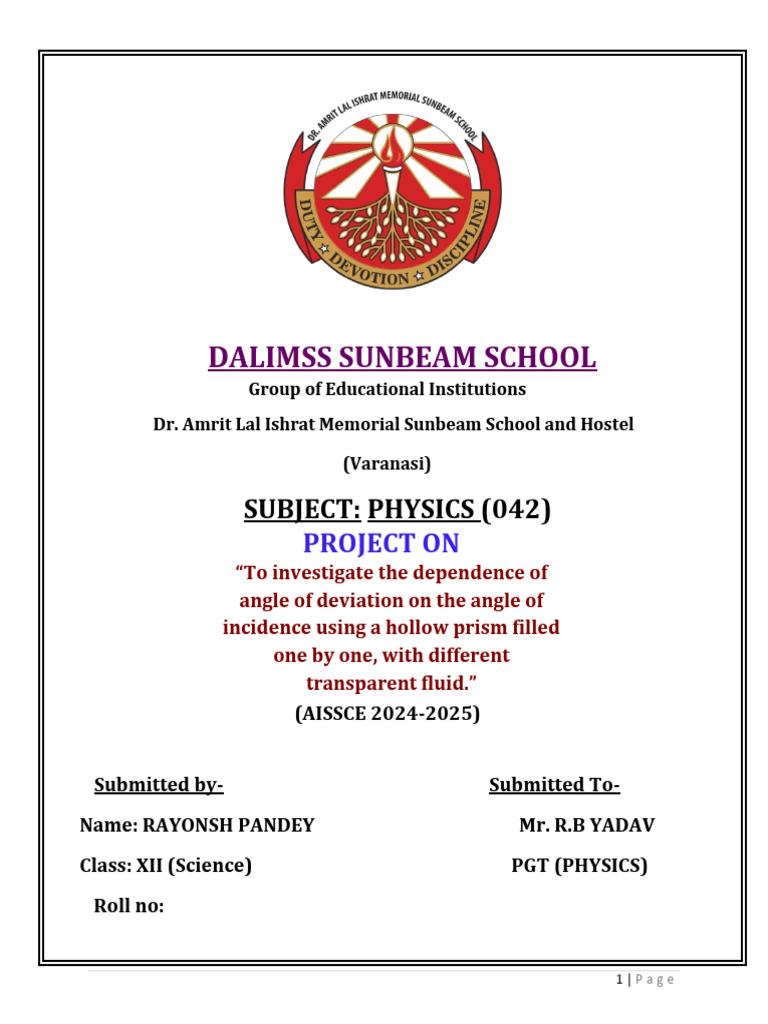 Shaurya Physics Practical | PDF | Refractive Index | Refraction