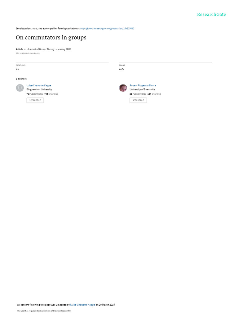 On Commutators In Groups Pdf Group Mathematics Group Theory