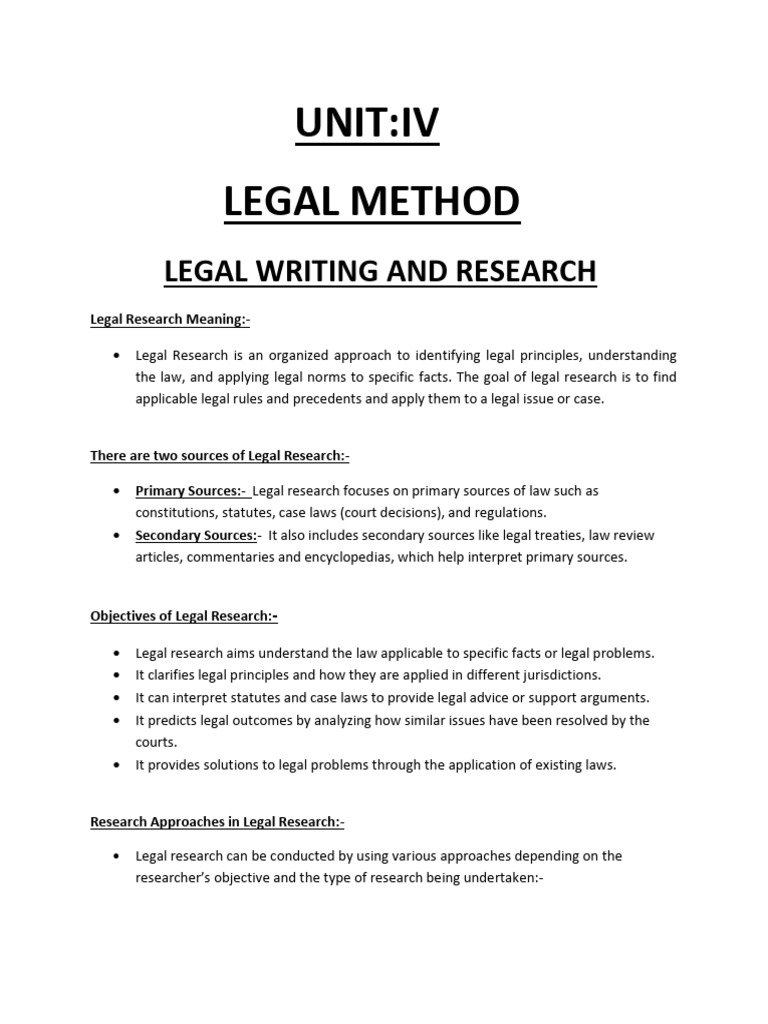Unit Iv Lega Method Notes | PDF | Citation | Note (Typography)