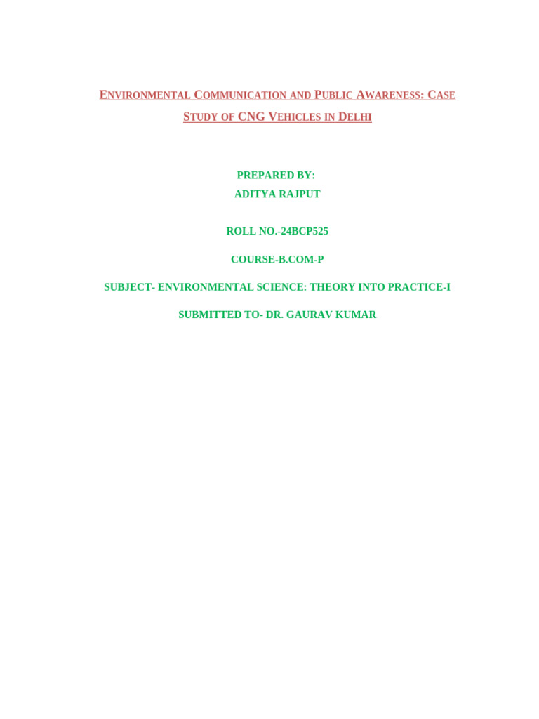 Environmental Communication CNG Case Study | PDF | Air Pollution ...