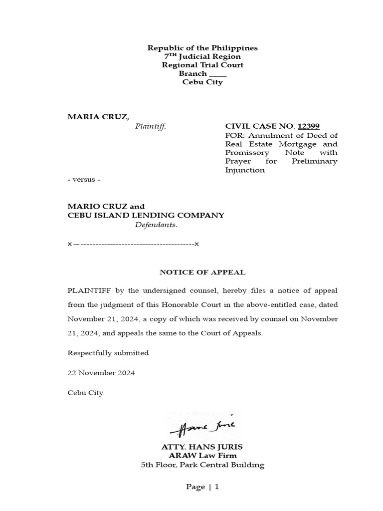 NOTICE OF APPEAL | PDF