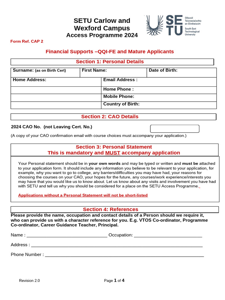 Cap Applicationform 2024 | PDF