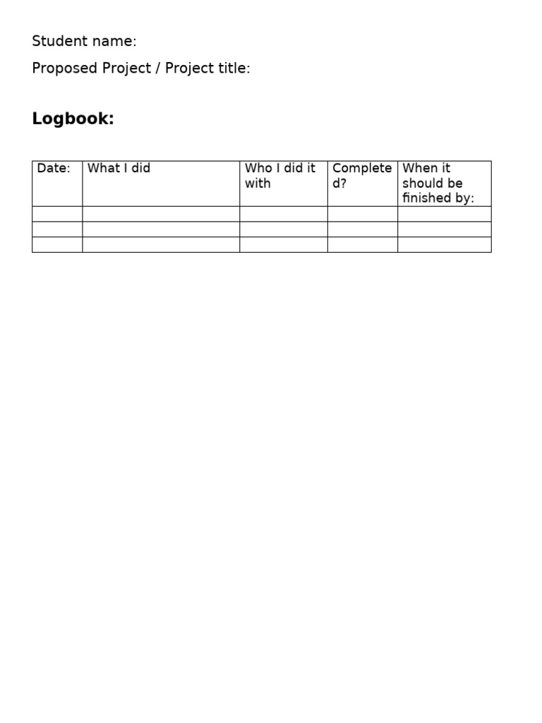 Logbook Template 2024-2025 | PDF