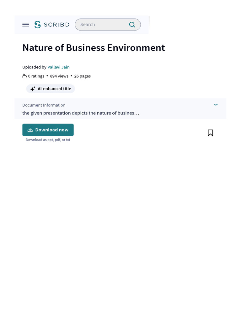 Nature of Business Environment - PDF - Career & Growth - Finance ...
