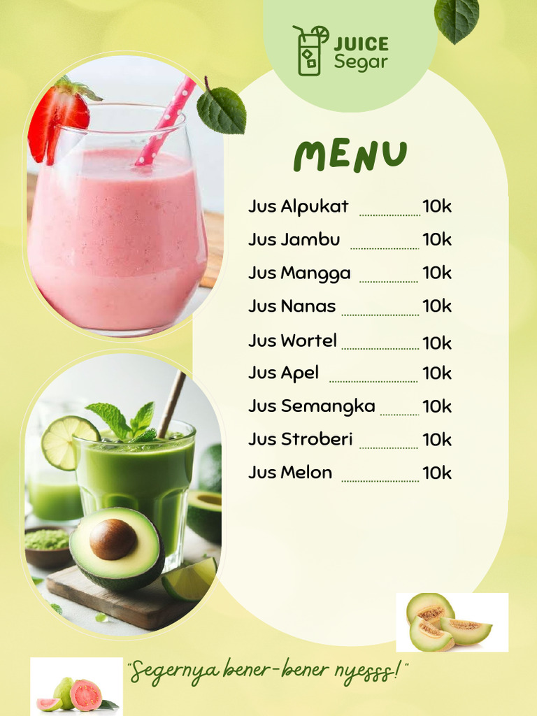 Menu Jual Jus Buah Minuman PDF | PDF
