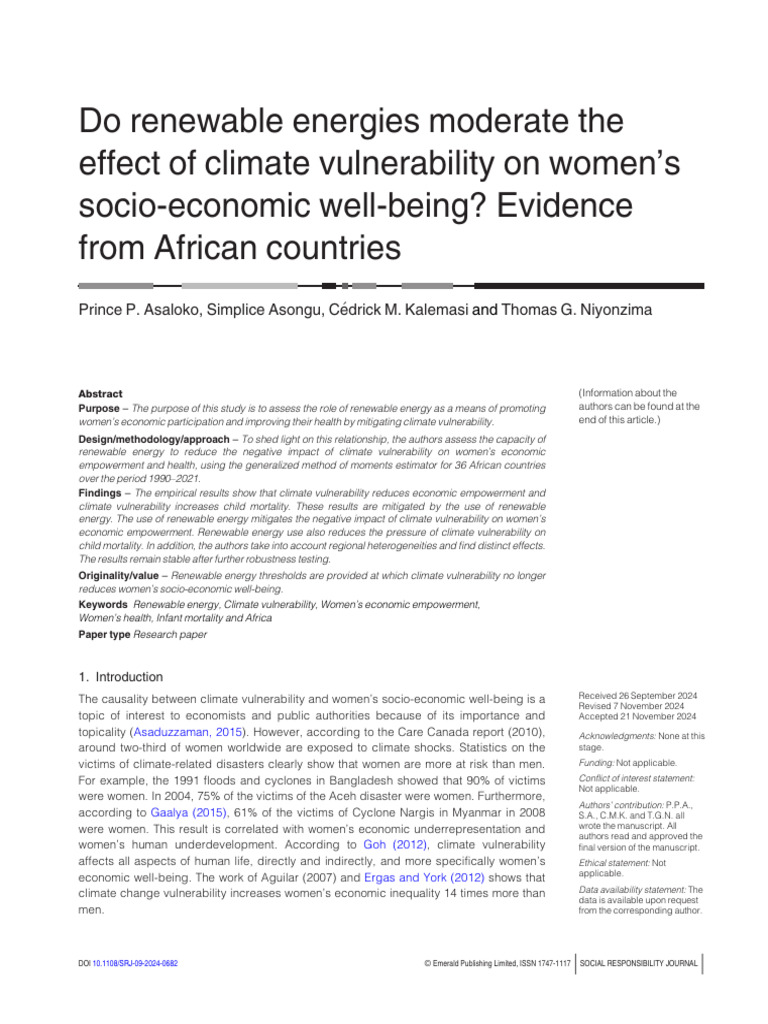 Do Renewable Energies Moderate The Effect of Climate Vulnerability On ...