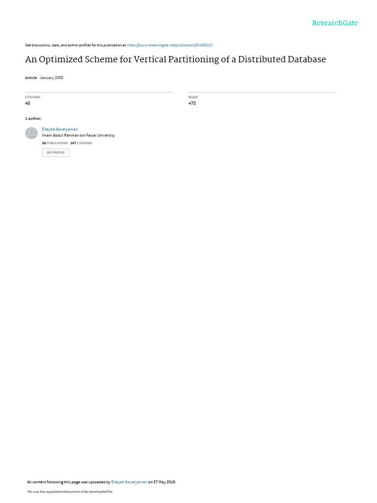 An Optimized Scheme For Vertical Partitioning of A | PDF | Databases | Vertex (Graph Theory)