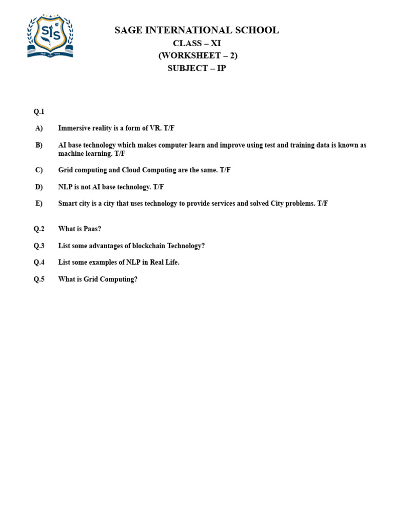 Grade 11 IP Worksheet2 | PDF