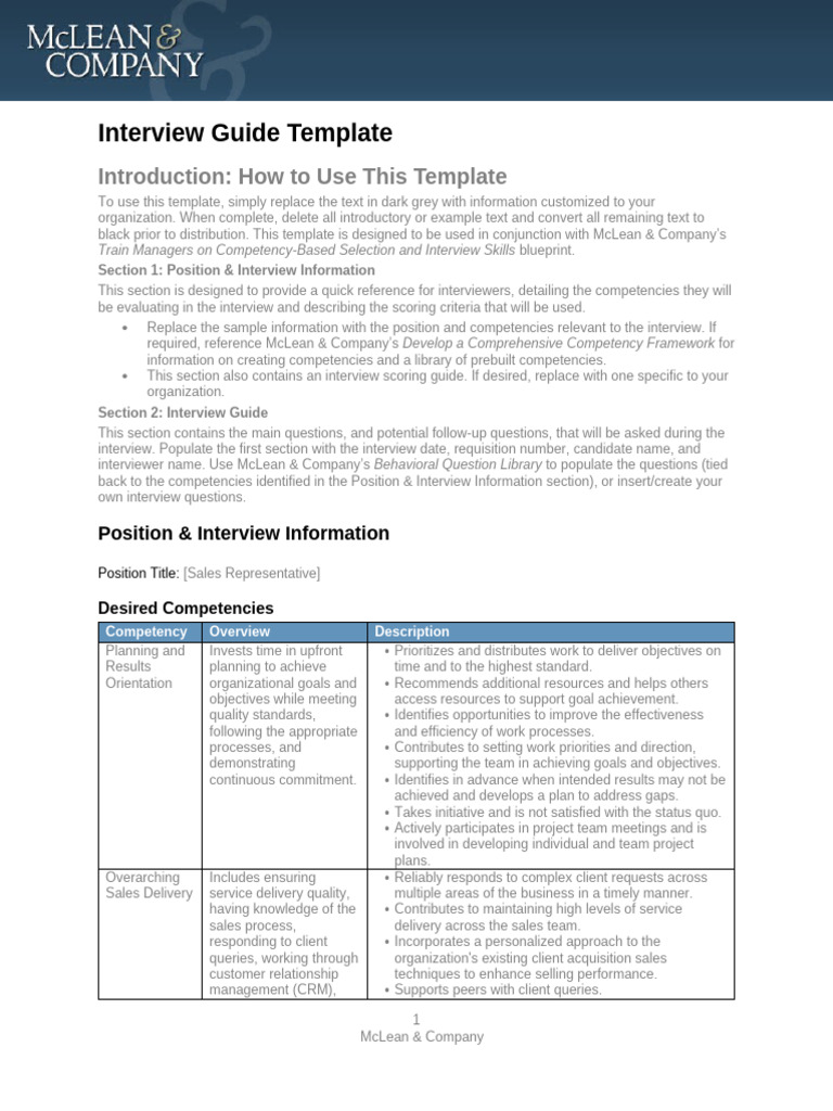 HR Interview Guide Template | PDF | Customer Relationship Management ...