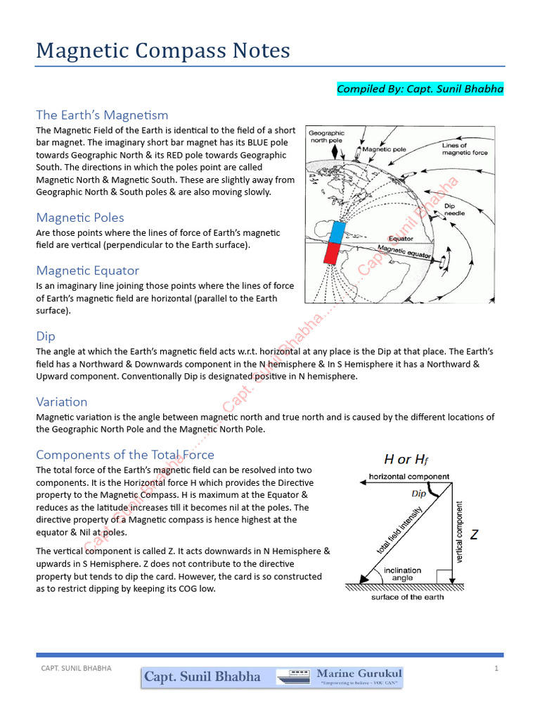 Magnetic Compass Notes Rev 3 MG | PDF | Compass | Earth's Magnetic Field