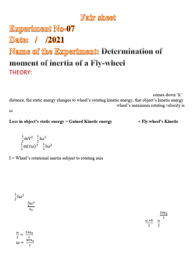 Flywheel Fairsheet English | PDF | Rotation Around A Fixed Axis | Force