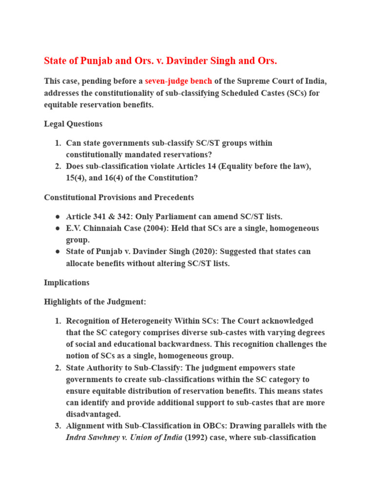Supreme Court Ruling on SC Sub-Classification | PDF | Advocate | Common Law
