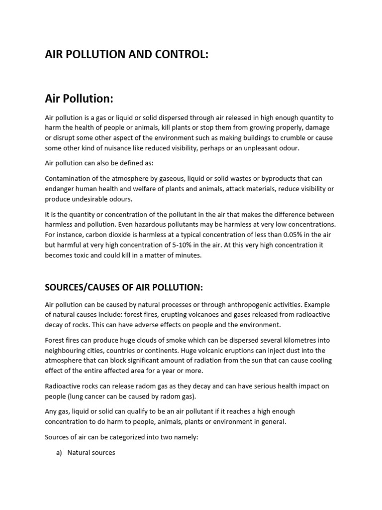 SHORTHAND NOTES ON AIR POLLUTION, CONTROL | PDF | Atmosphere Of Earth ...