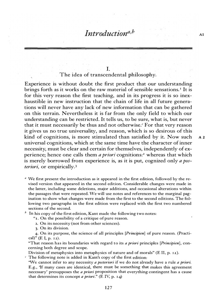 Transcendental Philosophy Explained | PDF | A Priori And A Posteriori ...