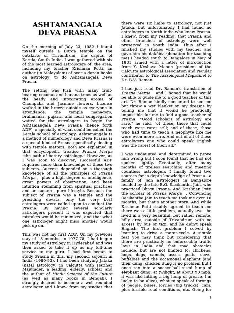 Ashtamangala Deva Prasna Explained | PDF | Planets In Astrology | Hindu ...