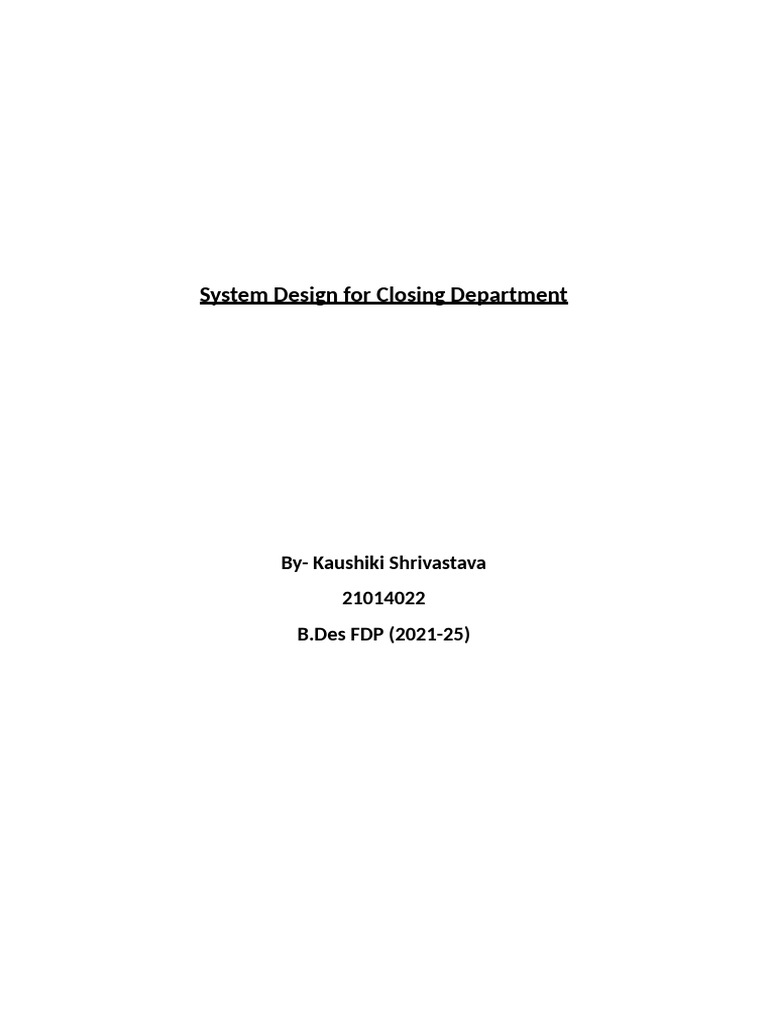System Design For Closing Department | PDF | Embroidery | Tools