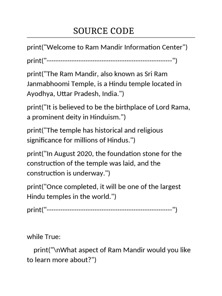 CS RAM MANDIR FINAL CODE | PDF | Rama | Religious Faiths