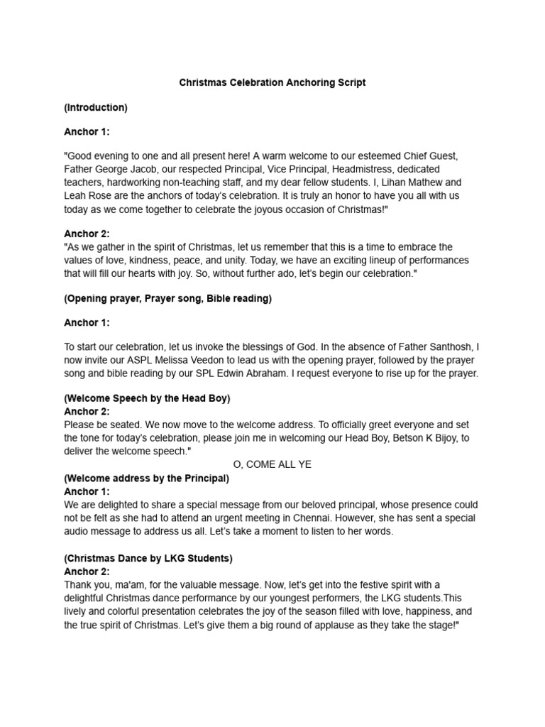 Christmas Anchoring Script | PDF | Christmas