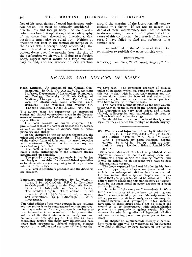 Nasal Sinuses An Anatomical and Clinical Consideration by o e Va 1944 ...