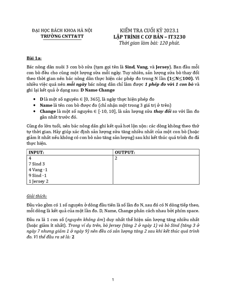 CBasic 2023.1 FinalExam BanCuoi | PDF